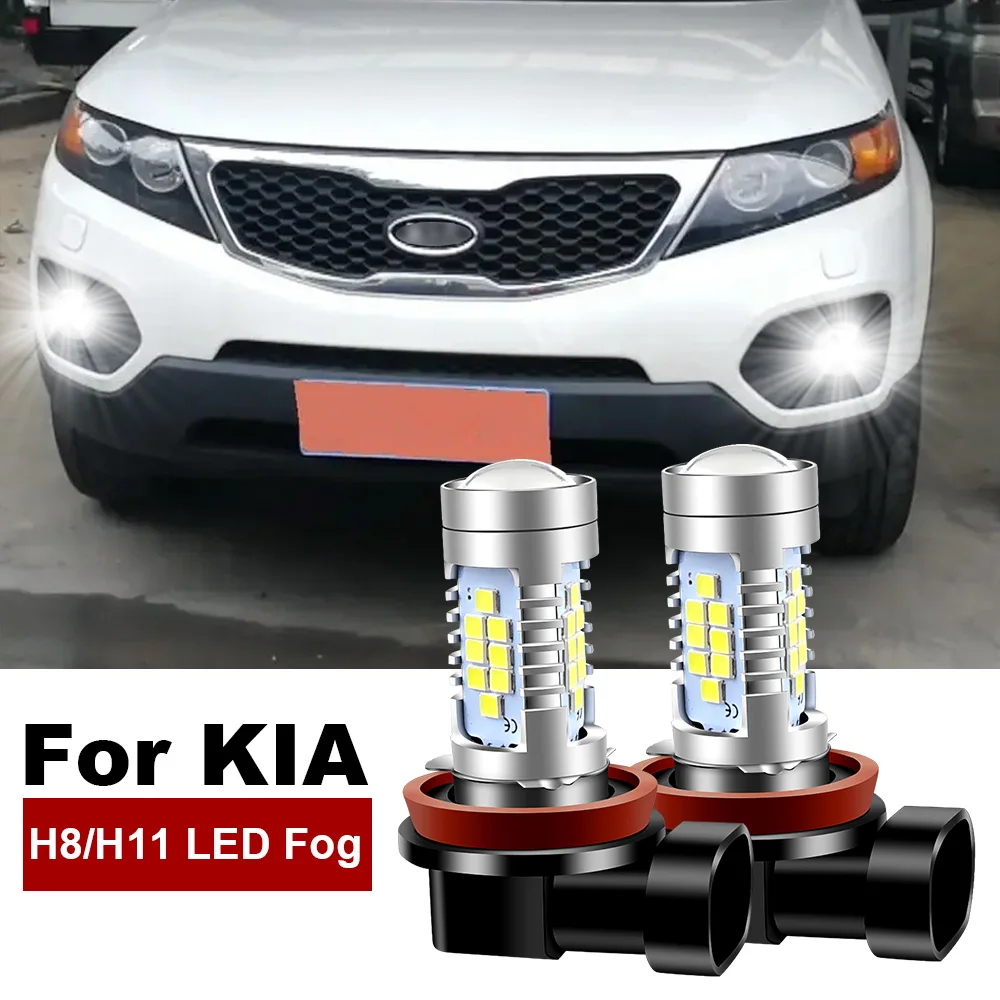 2pcs LED Fog Light Blub Lamp H8 H11 For Kia Sedona Sorento 2 3 Sportage ...
