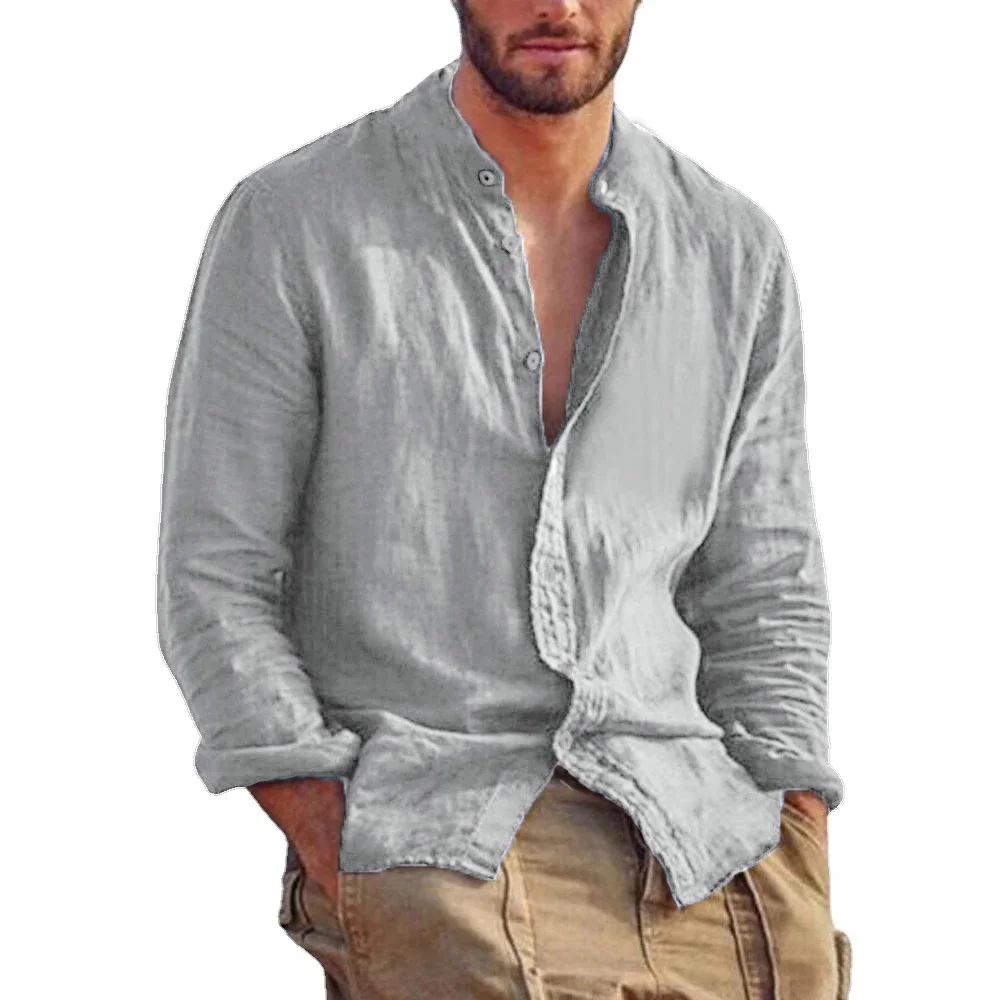 Men-s-Casual-Shirts-Solid-Color-Long-Sleeve-Daily-Outdoor-Wear ...