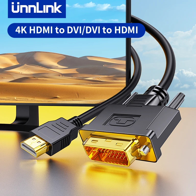 Unnlink-4K-HDMI-to-DVI-Cable-Male-to-Male-DVI-24-1-Bidirectional ...