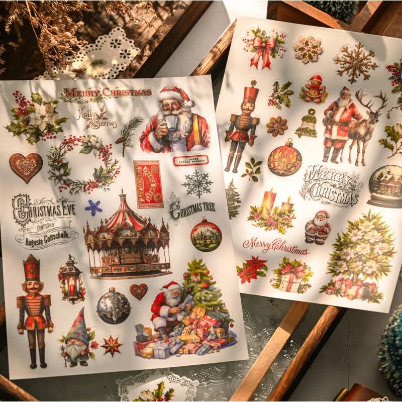 2-Sheet-Large-Christmas-RUB-ON-Transfer-Stickers-Junk-Journal-Collage ...