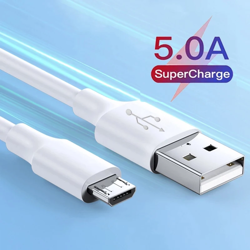 White-Micro-USB-Cable-Fast-Charging-5A-USB-Charger-Cables-Data-Cord ...