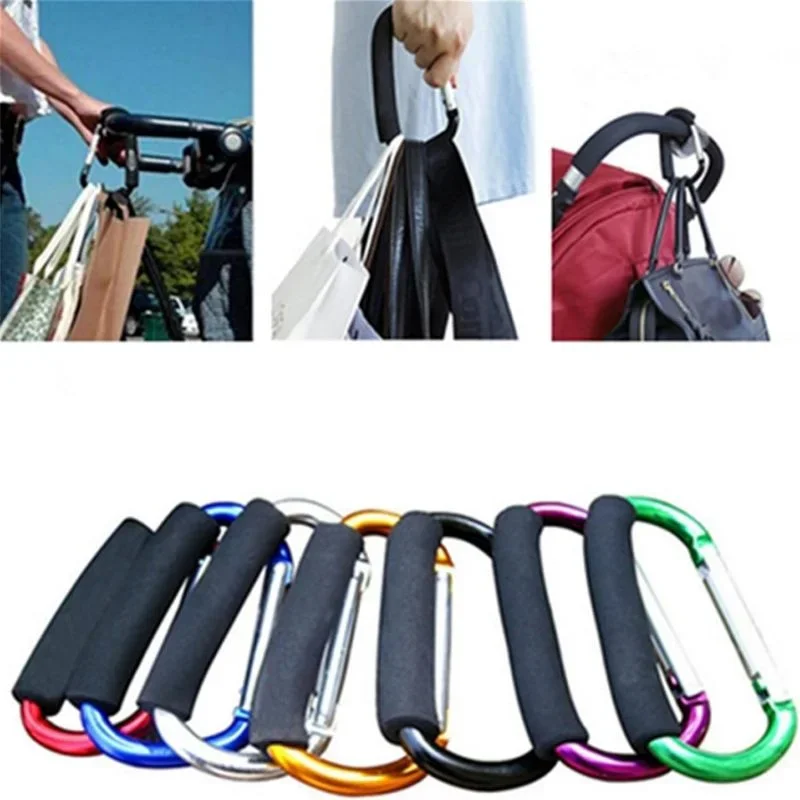 Large-Carabiner-Stroller-Hooks-Organizer-Aluminum-D-Ring-Spring-Snap ...