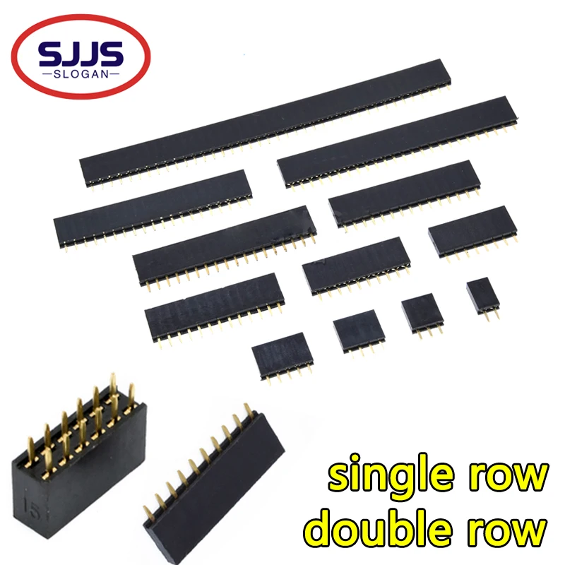 10PCS-Double-row-needle-Single-Row-Pin-Female-Header-Socket-Pitch-2 ...