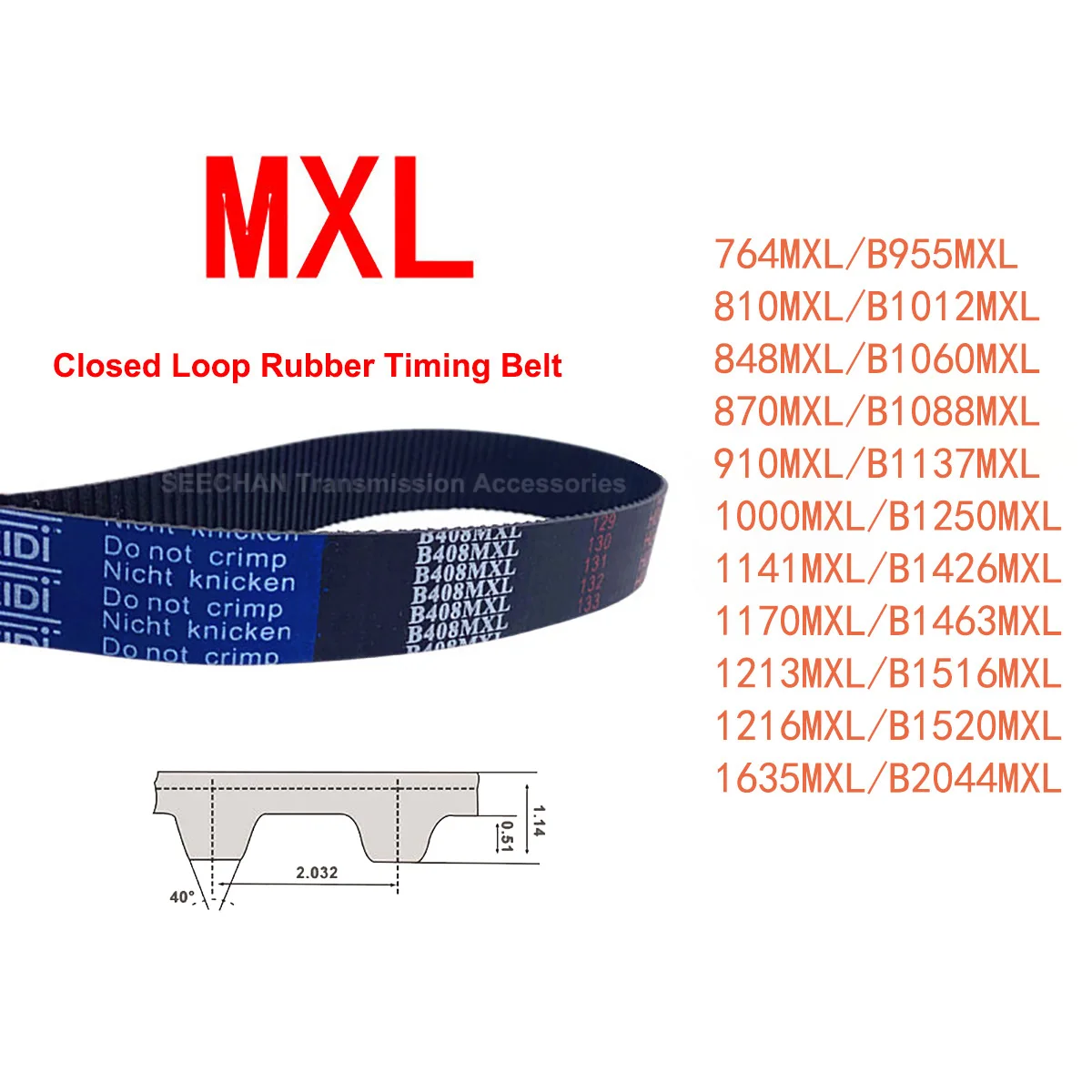MXL-Closed-Timing-Belt-Width-6-10mm-Rubber-Synchronous-Belt-B955-B1012 ...