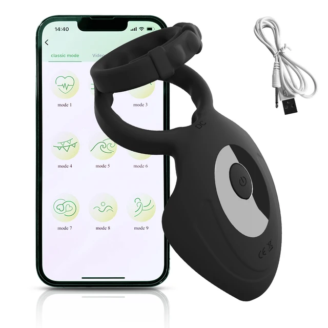 APP Bluetooth Cock Ring Perineum Testicles Vibrator Delay Ejaculation ...