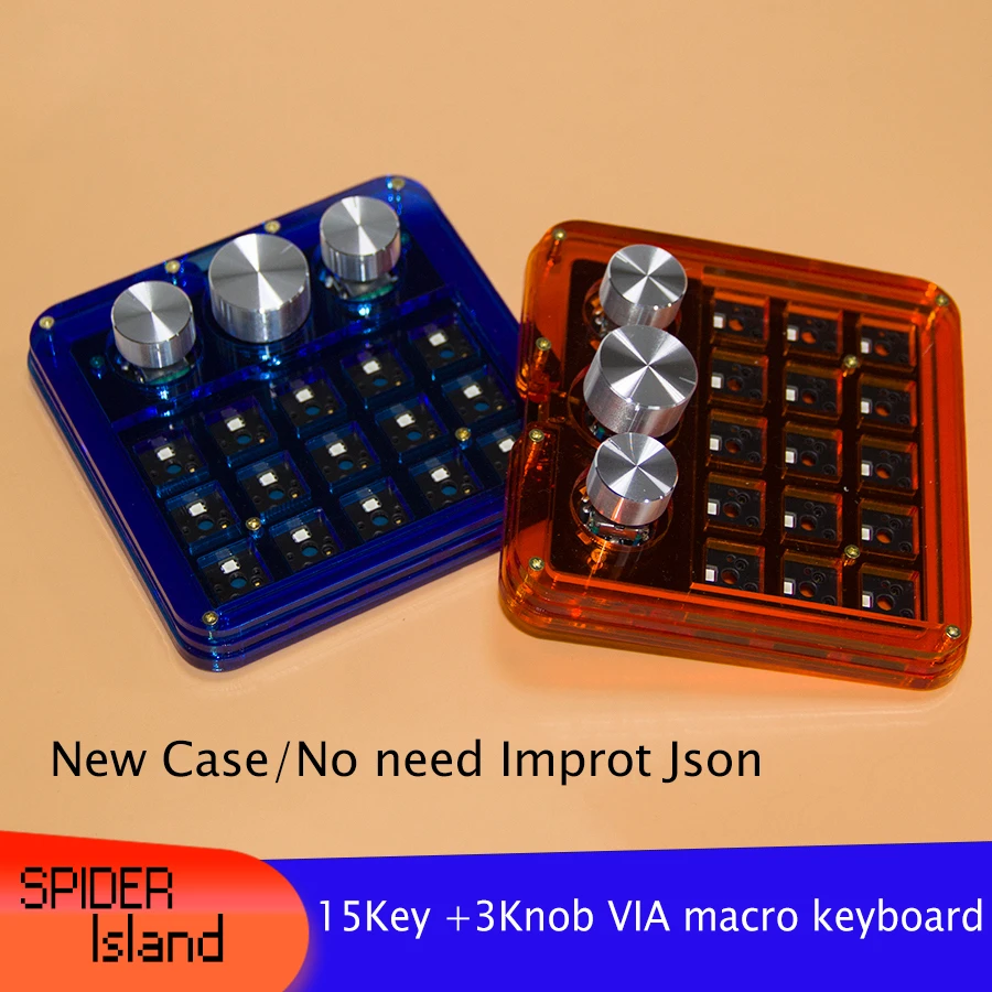 Macro keyboard Macropad Knob 15 key 3 Encode Programmable VIA Plug in ...