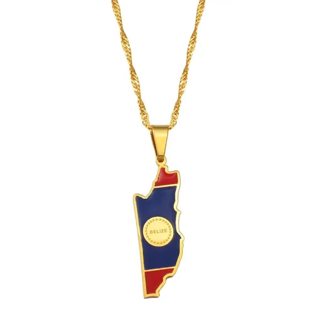 Anniyoc Belize Map Flag Pendant Necklaces Women Girls Charm Belize's ...