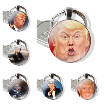 Donald Trump face Keychain Handmade Glass Cabochon Key Ring Holder ...