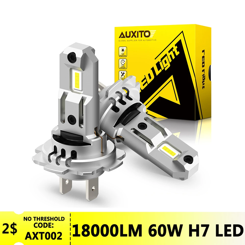 Auxito 2pcs 18000lm H7 Led Super Bright Car Head Light 12v 7035 Csp Chip 60w 6500k Auto ...