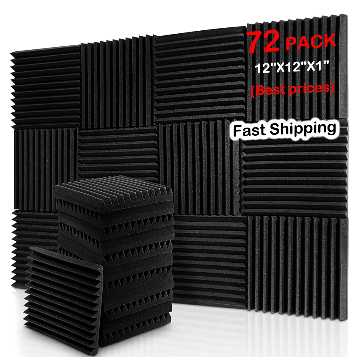 72-Pack-1-X-12-X-12-Acoustic-Foam-Panel-Studio-Soundproofing-Sponge-Pad ...
