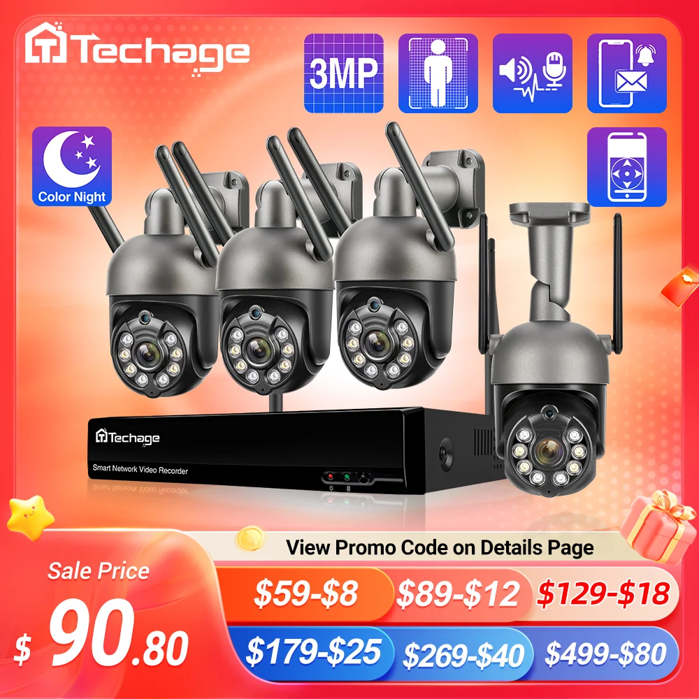 Techage-H-265-10CH-3MP-Wireless-Video-Security-Camera-System-Outdoor ...