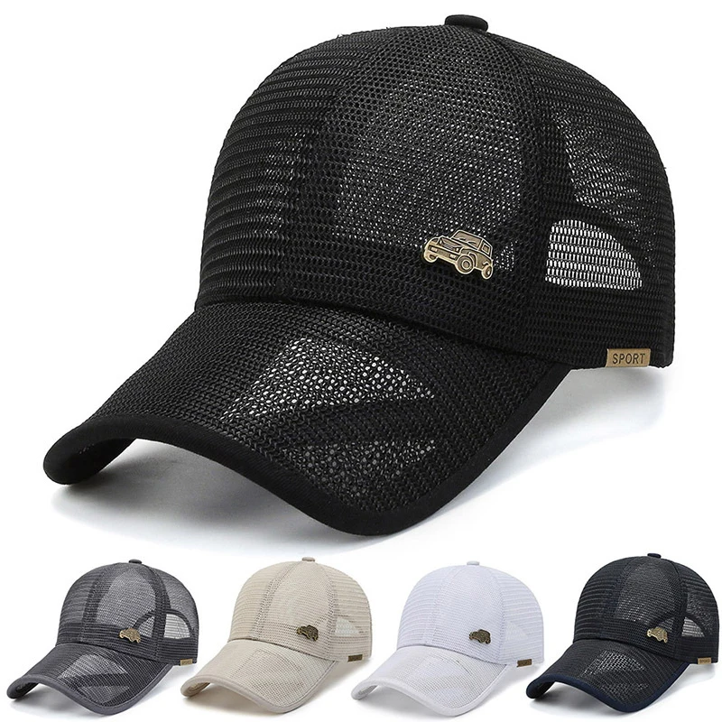 Men Mesh Breathable Summer Caps Simple Trucker Cap Men Hollow Out Unisex Summer Baseball Cap Dad ...