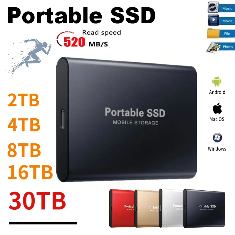Mini SSD ad alta velocità portatile 64TB Mobile a stato solido Type C ...