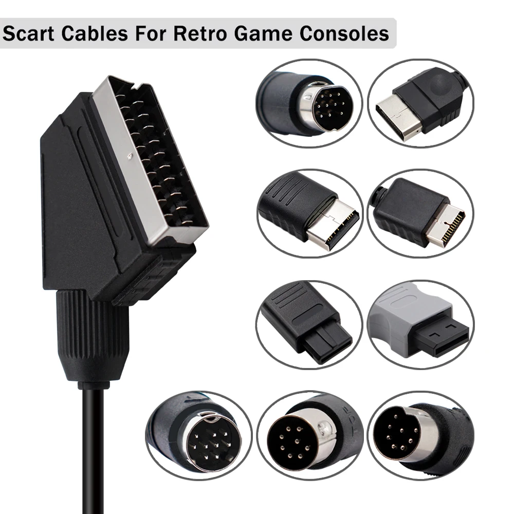 1-8m-RGB-Scart-Cable-For-PS2-PS1-PS3-SEGA-Mega-Drive1-MD2-DC-Dreamcast ...