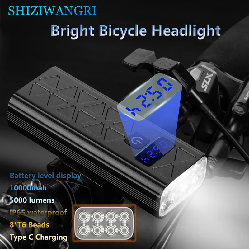 Bicycle-Light-Front-5000Lumen-Bike-Light-10000mAh-Waterproof-Flashlight ...