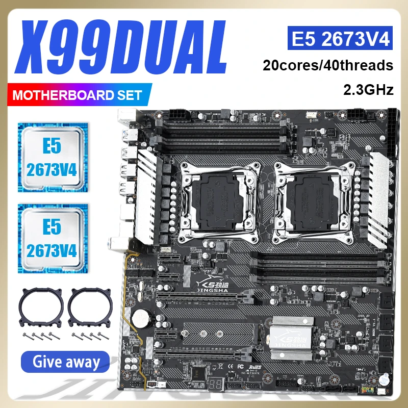 JINGSHA placa base X99Dual Combo con 2,3G Serve 2 piezas XEON E5 2673V4 ...