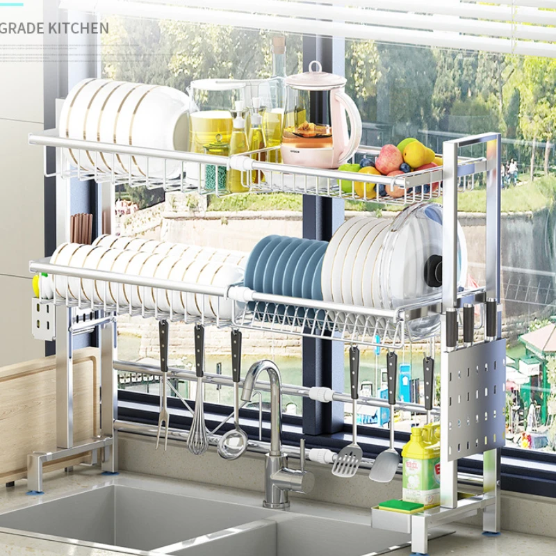 304 Stainless Steel Kitchen Organizer Expansion Tank Dish Drainer ...