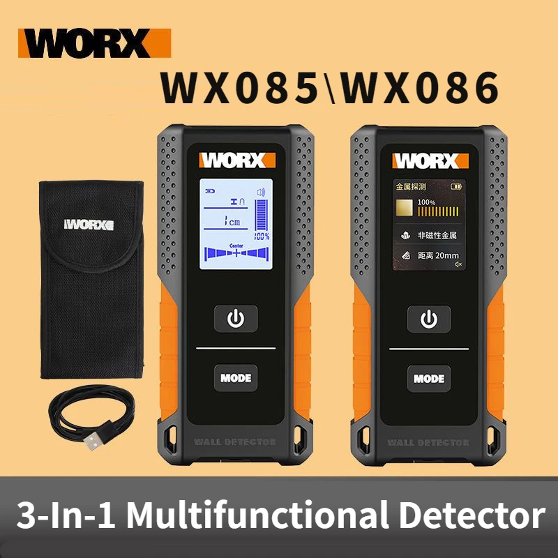 Worx stud finder 3in1 multifuncional detector de parede metal madeira & amp ac fio encontrar ...