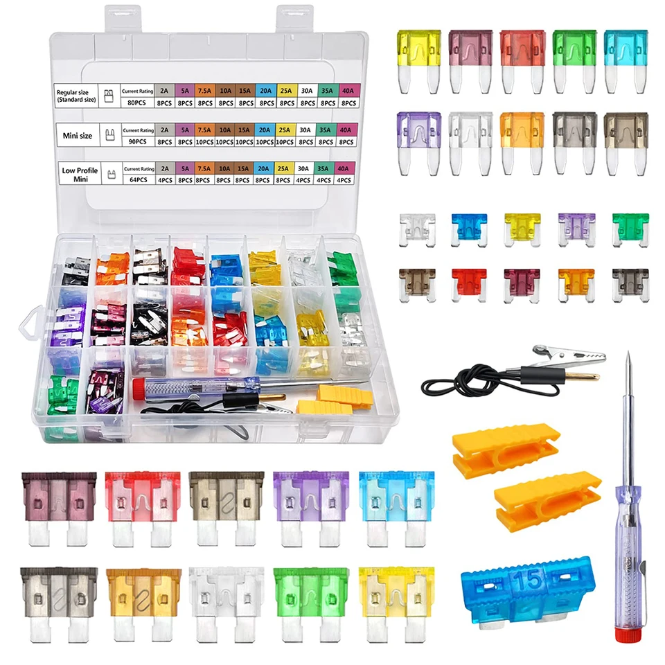 Car Fuses Assortment Kit 304-Piece Car Fuse Kit - Standard/Mini/Micro ...