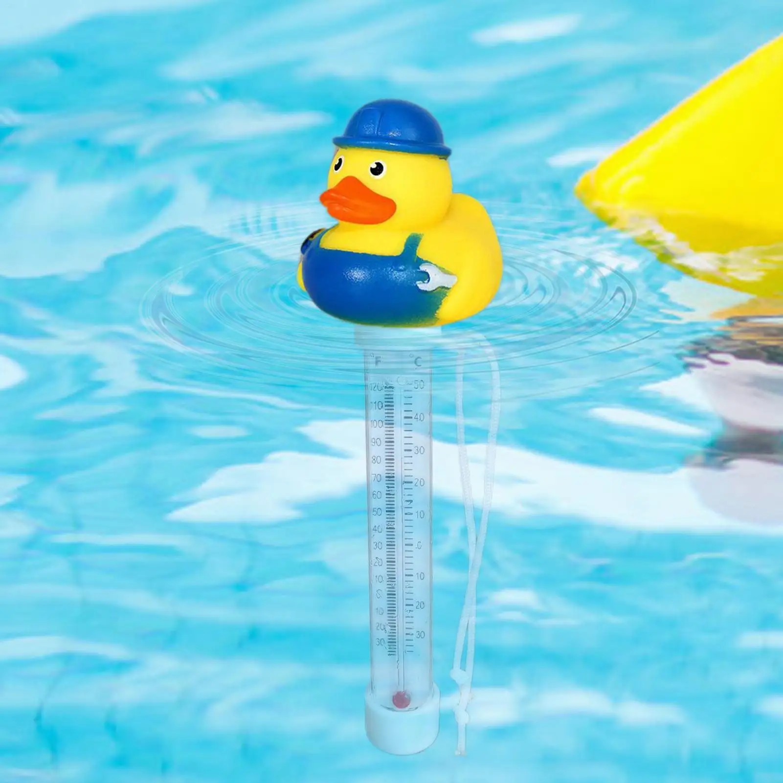 Rubber Duck Pool Floating Thermometer with String Temperature Gauge Hot ...