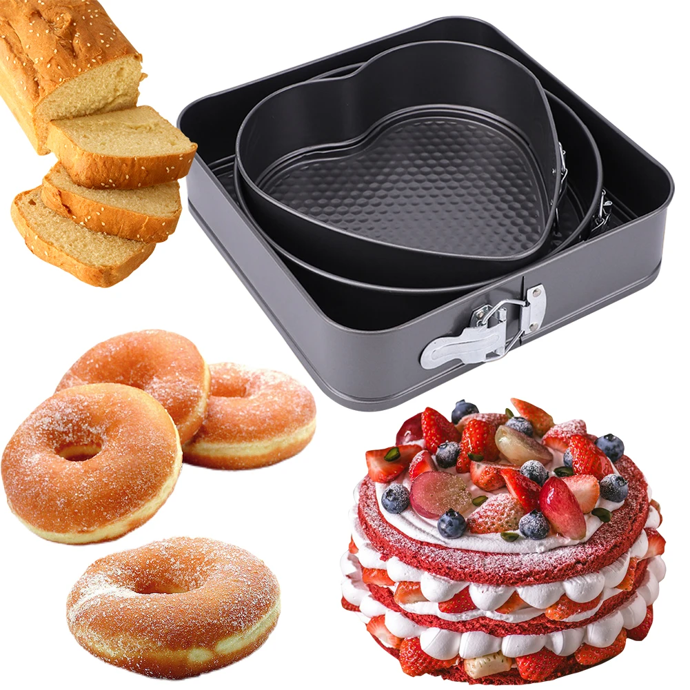 3-Pcs-Set-Non-Stick-Metal-Baking-Cake-Mold-with-Lock-Divice-Removable ...