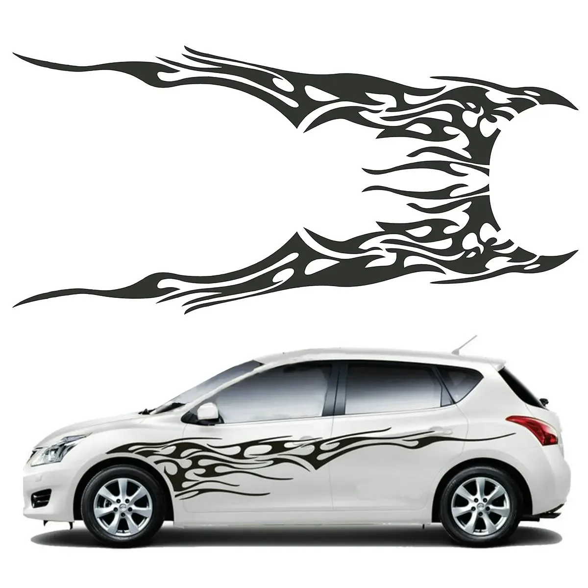 Car Stickers on Decoration Motors Side Body Vinyl Sticker Flame Large ...