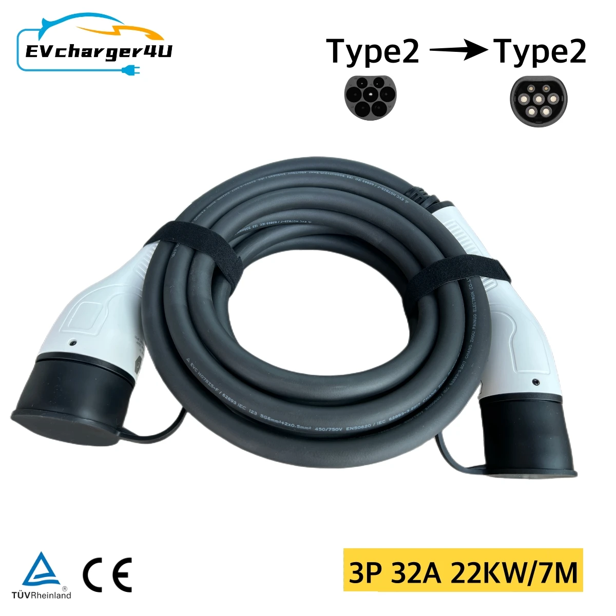 EVcharger4U-Type2-to-Type-2-EV-Charging-Cable-7M-3Phase-32A-22KW ...