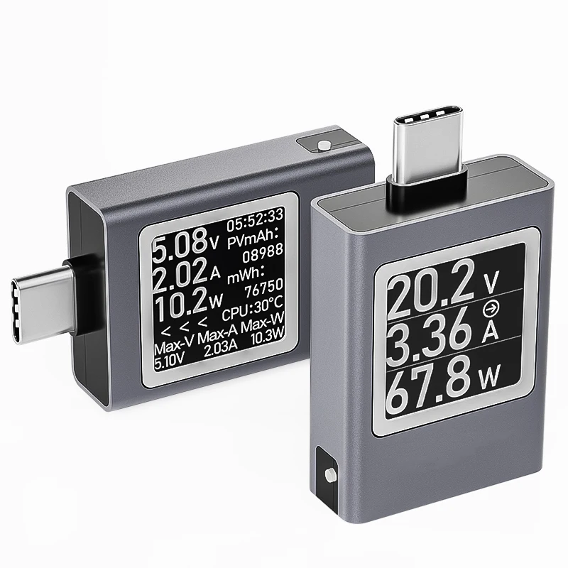 USB C Power Meter Digital Display DC Voltage Ammeter Power Meter Type C ...