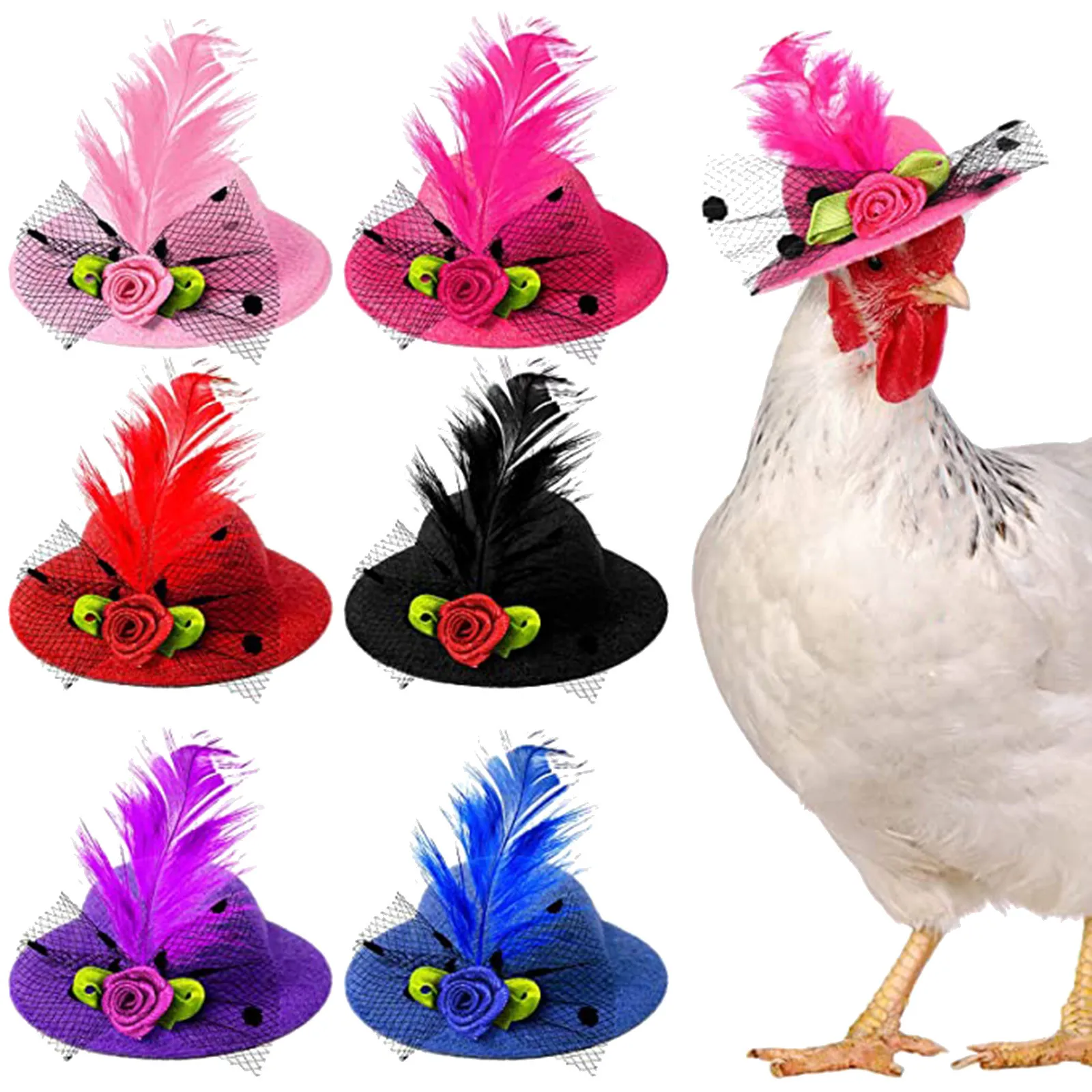 Chicken Hat For Hens Tiny Pets Funny Chicken Accessories Feather Top ...
