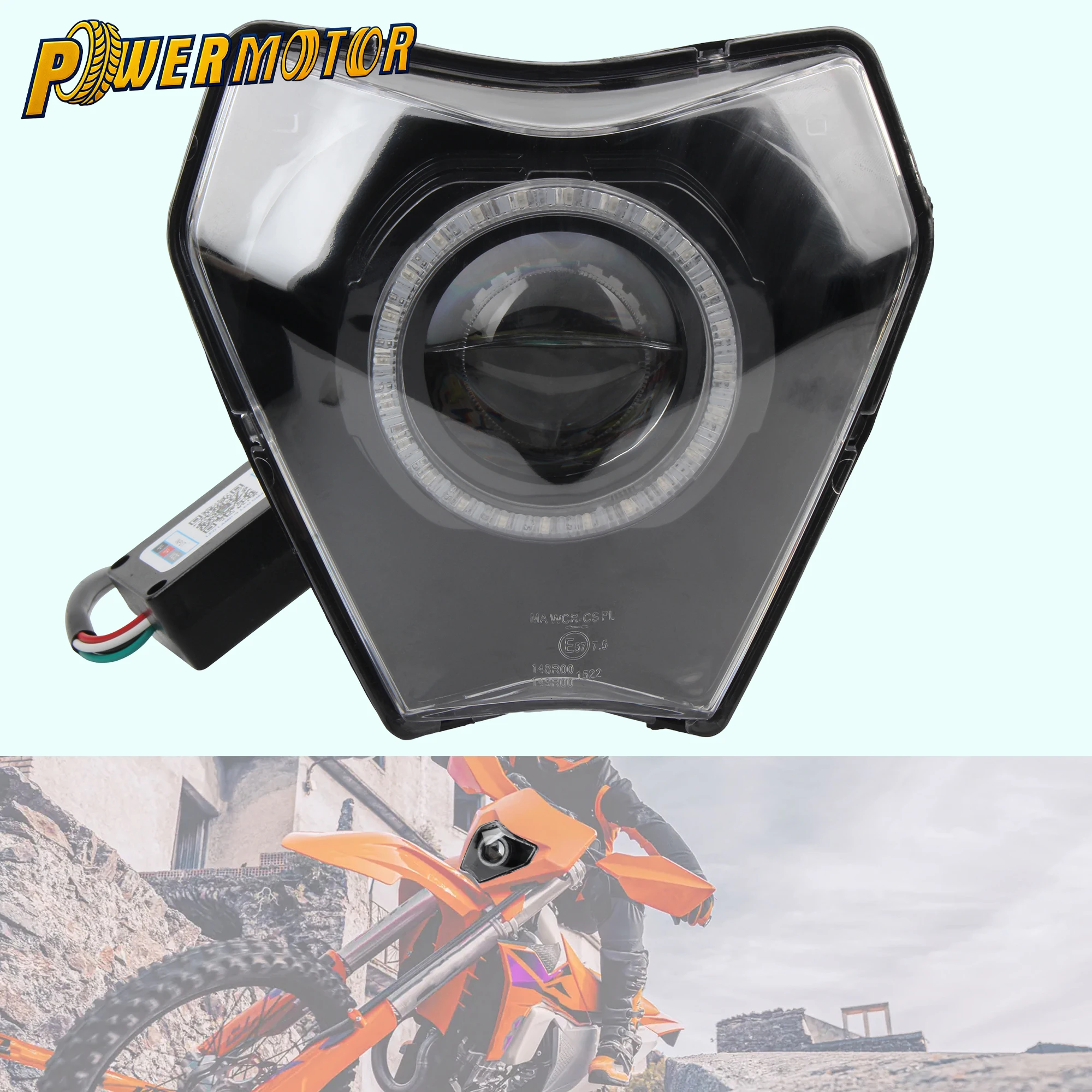 Motocross Headlight APP Control Angel Eye Light For KTM 690 SMCR EXC ...