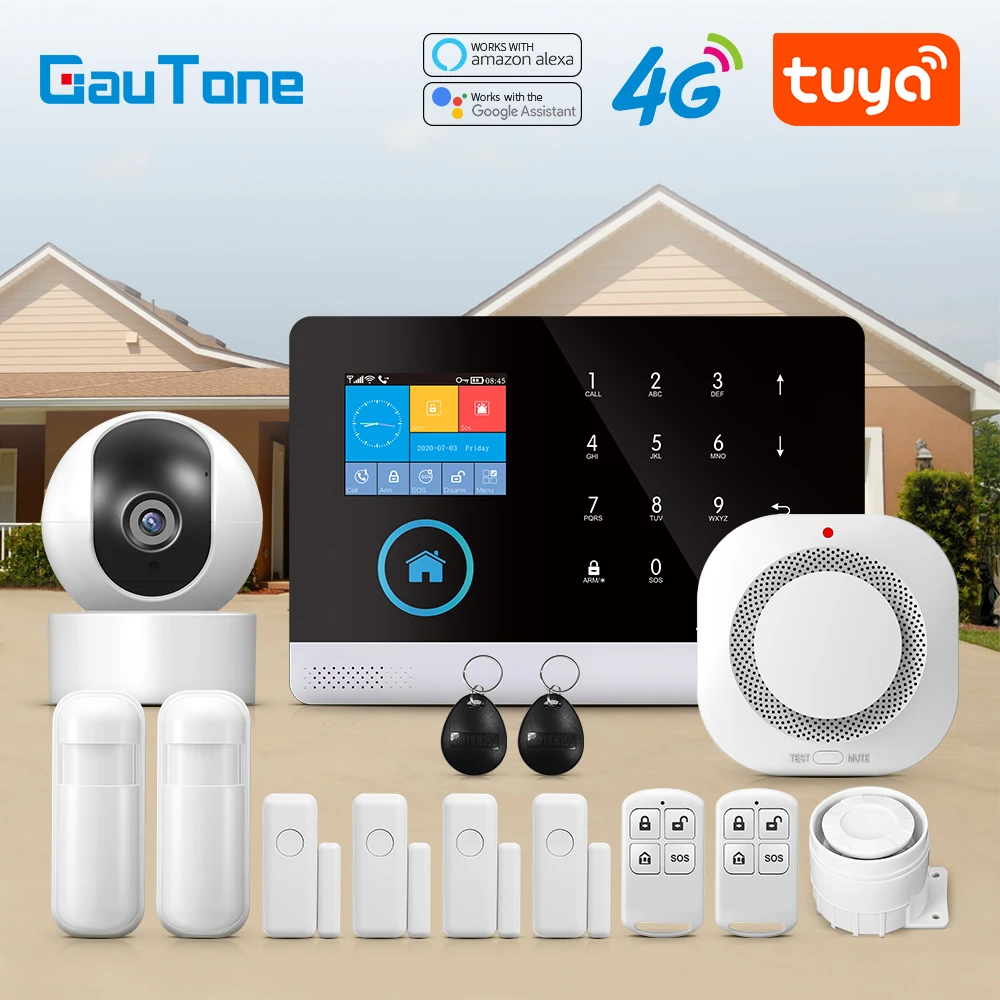 Gautone Pg103 4g Wifi Alarm System Tuya 433mhz Wireless Burglary Security Home Alarm Smart Life ...