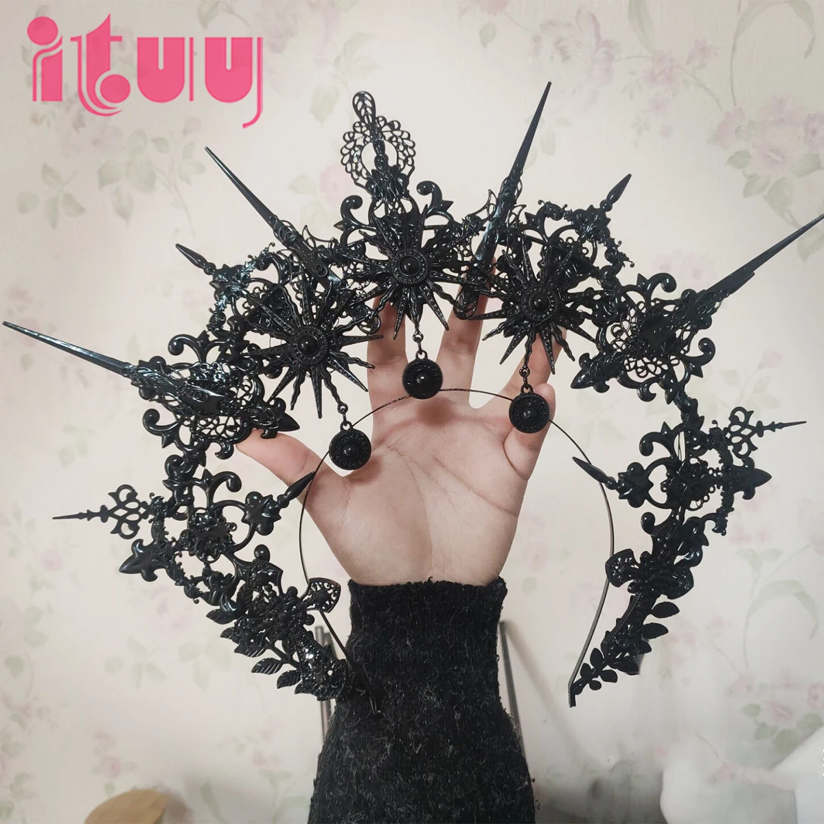 Handmade-Gothic-Lolita-Pearl-Sun-Virgin-Cross-Crown-Punk-Headpiece ...