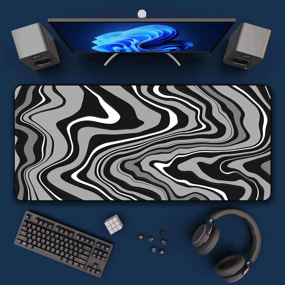 Grey-White-Gaming-Mousepad-XXL-Keyboard-Gamer-Speed-Aesthetics-Desk-Mat ...