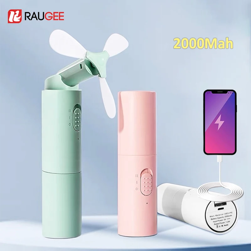 2000Mah-Mini-Portable-Fan-Foldable-Handheld-Small-Fan-With-Power-Bank ...