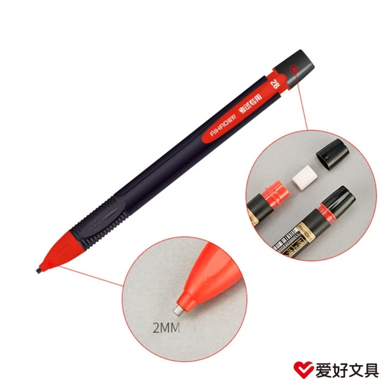 2mm-Flat-Lead-Holder-Pen-Mechanical-Pencil-with-Eraser-for-Examination ...