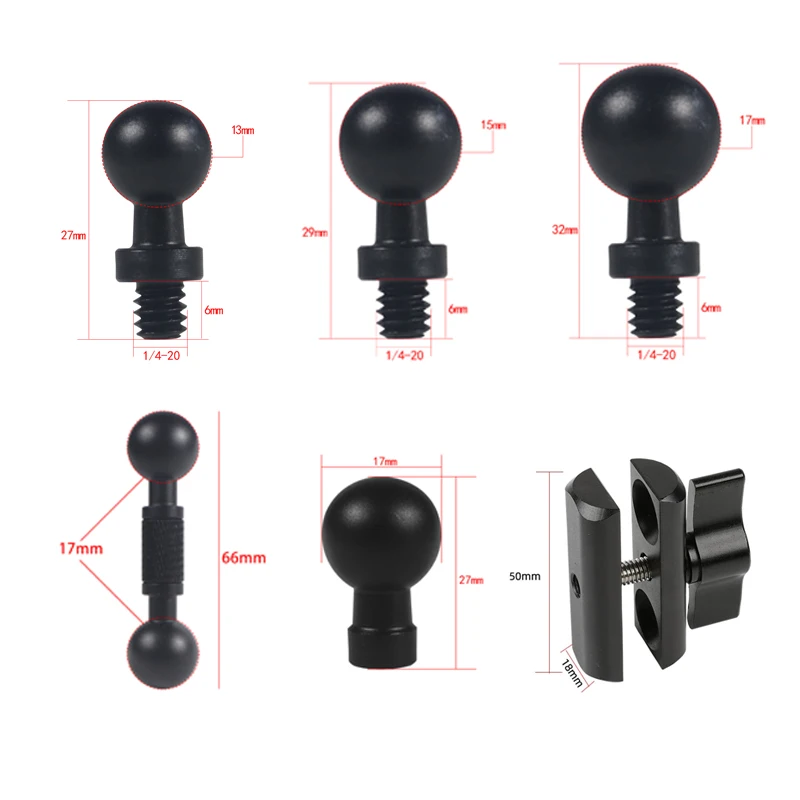 17mm-Ball-Mount-Double-Socket-Arm-Clamp-Joint-Connecting-Rod-Adapter ...