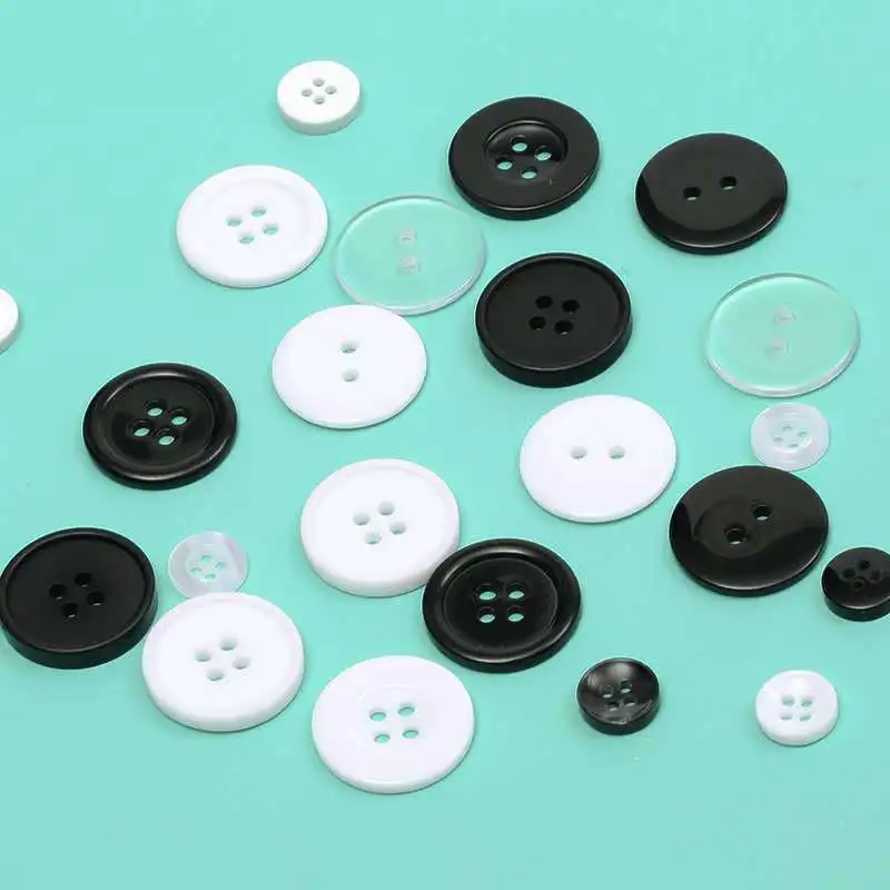 100-Pcs-Black-White-Transparent-Button-Ordinary-Round-Small-Button-Fur ...