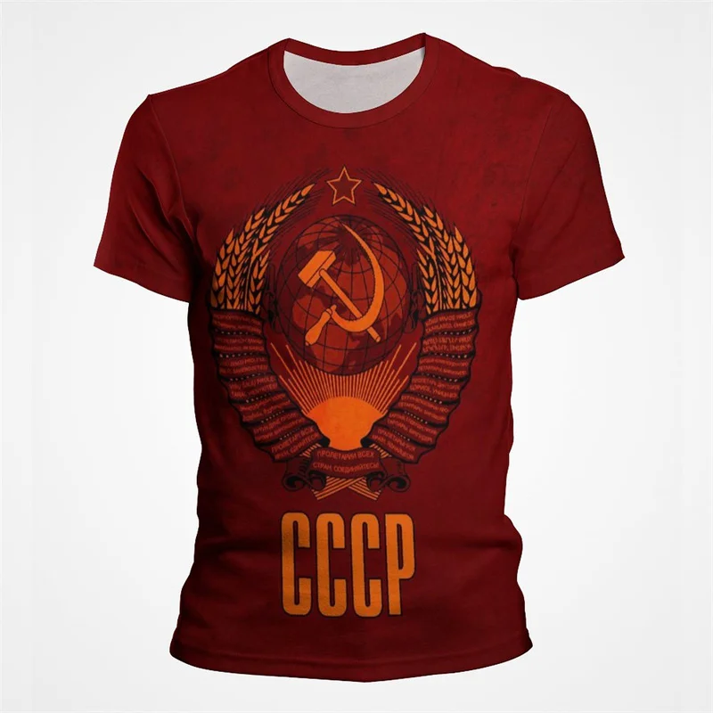 Mens-T-Shirt-Summer-CCCP-Russian-T-Shirts-Men-USSR-Soviet-Union-Man ...