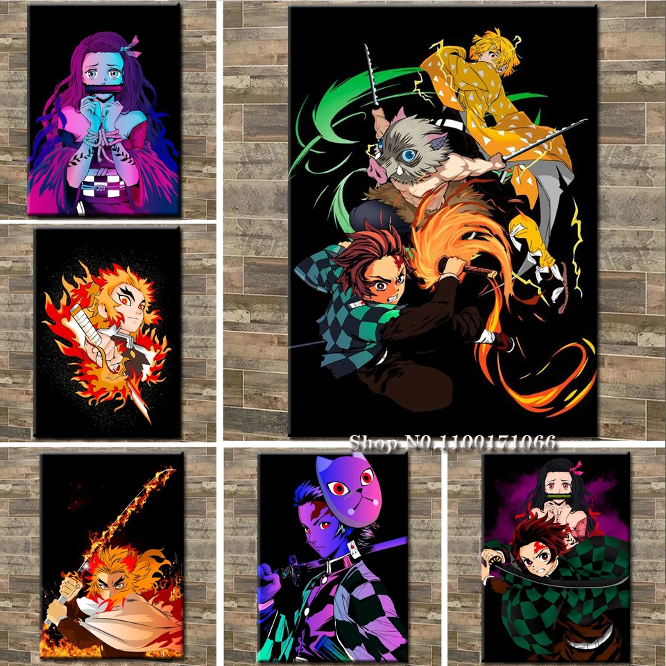 Diy 5d Diamond Painting Japan Anime Demon Slayer Art Poster Mosaic ...