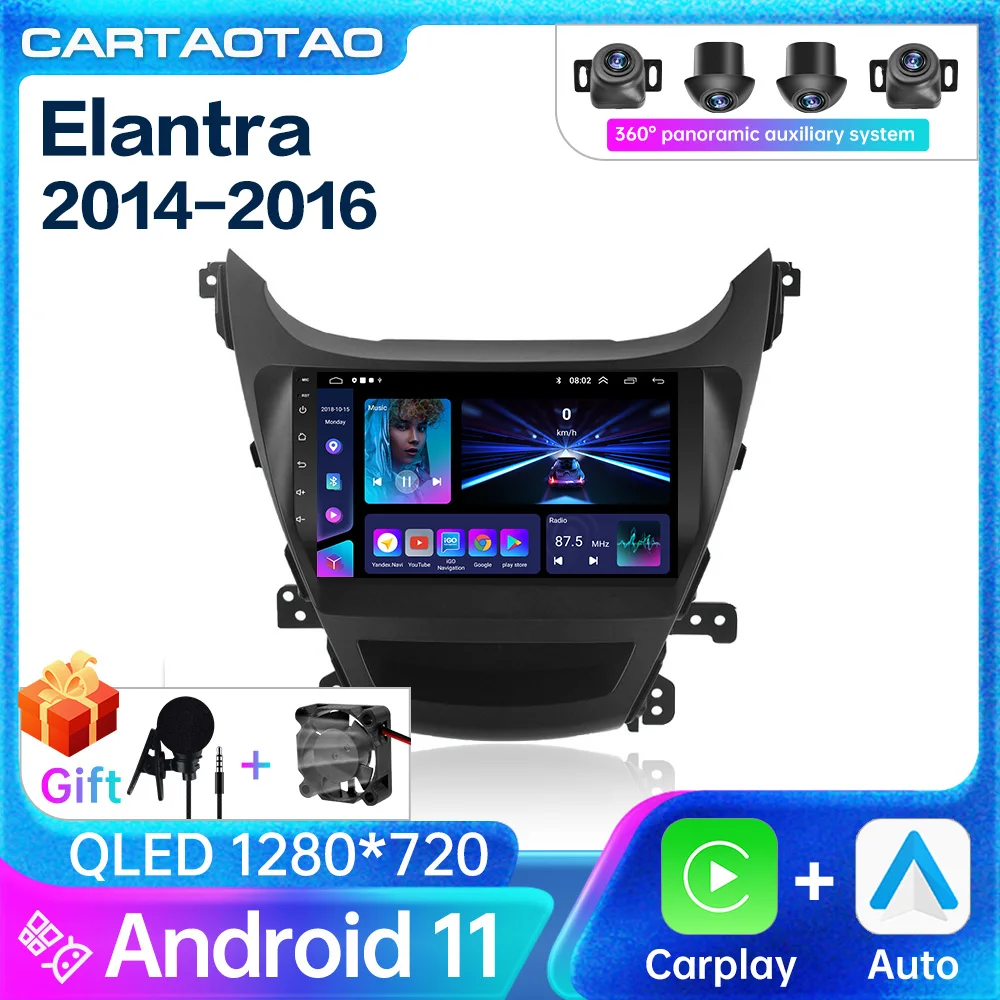 Android 11 Carplay Car Radio for Hyundai Elantra 2014 2015 2016 ...