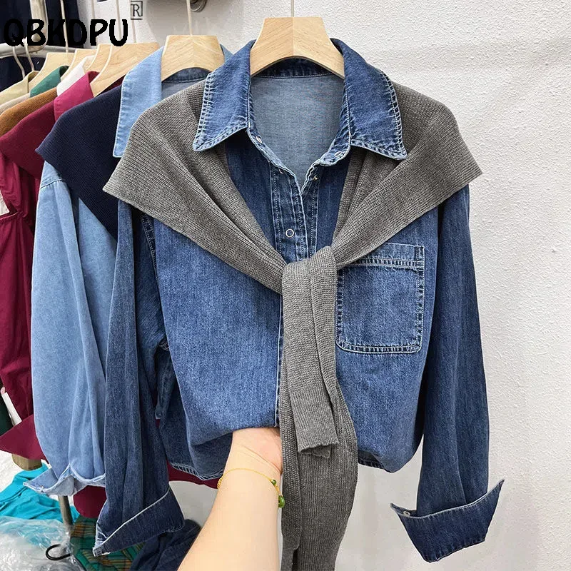 Denim Shirt With Scarf