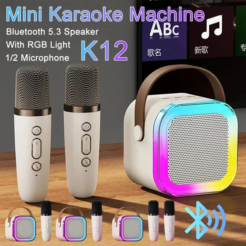 Wireless-Karaoke-Speaker-Bluetooth-Microphone-K12-Home-KTV-Karaoke-Machine-RGB-Light-Portable ...
