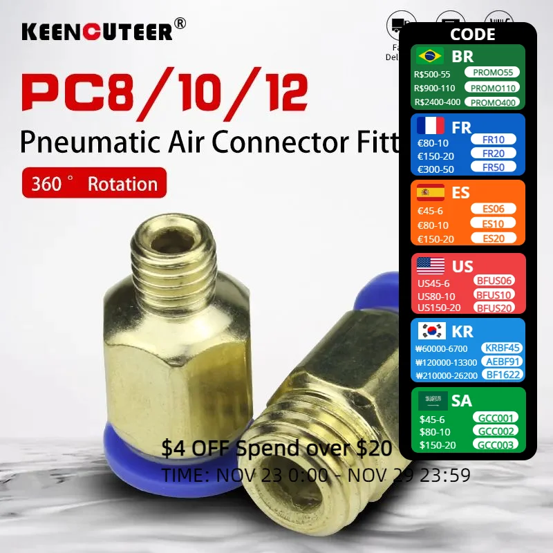 10-20-30-Straight-Push-On-Pneumatic-Couplings-PC-Quick-Coupling ...