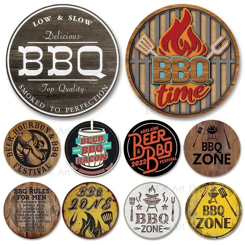 BBQ Zone Metal Sign Vintage Dad`s BBQ Yard Outdoor Party Decoration ...