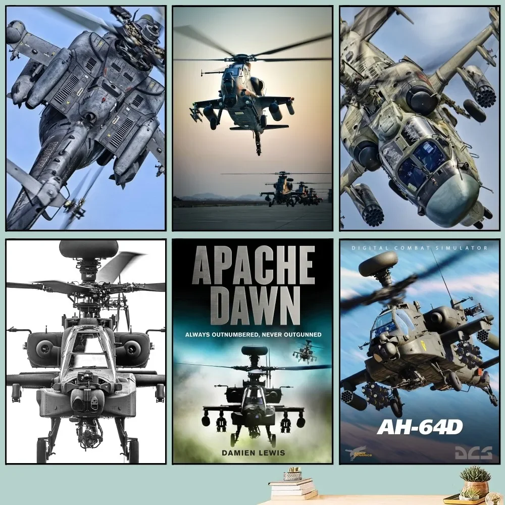 AH-64E-Apache-Helicopter-Poster-DIY-Vintage-Movie-Poster-Wall-Art ...