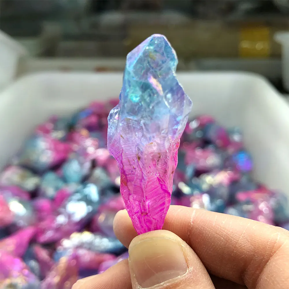 1pc-Random-Electroplated-Pink-Blue-Point-Crystals-Quartz-Stone-Aquarium ...