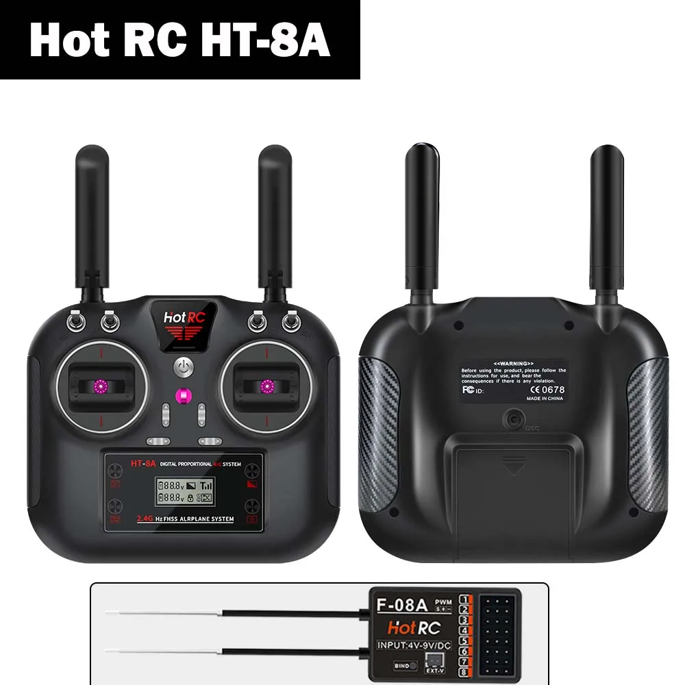 Rc Hotrc Ht 8a Transmitter 24g 8ch 45 9v Pwm Fhss Remote Control With F 08a Receiver For Rc