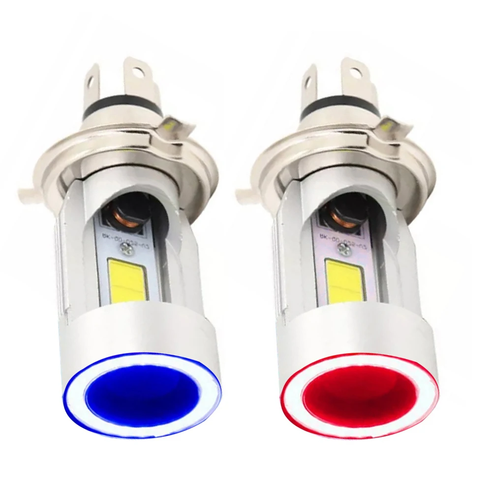 40W-con-ventiladores-azul-rojo-Ojo-de-ngel-H4-LED-faro-de-motocicleta ...