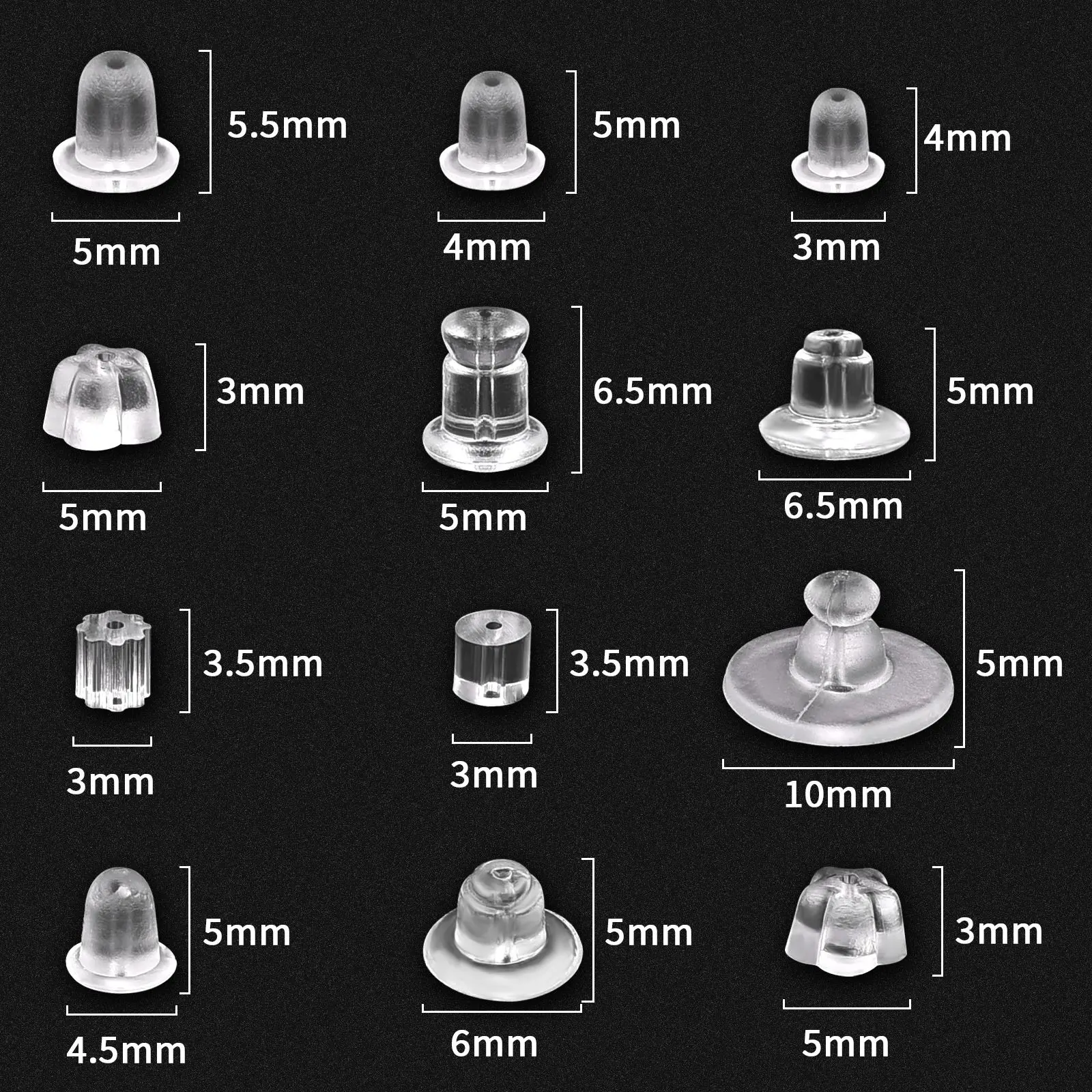 20-1000pcs-Soft-Silicone-Rubber-Earring-Back-Stoppers-For-Stud-Earring ...