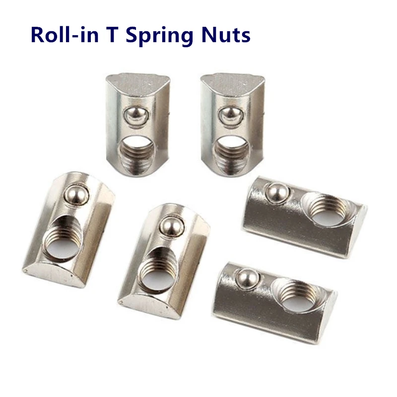 20/5pcs Roll-in T Slot Nuts M3 M4 M5 M6 M8 Half Round Ball Elasticity ...